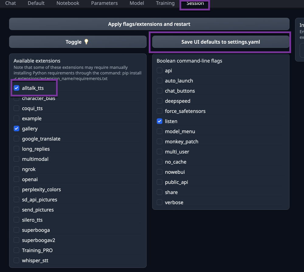 text-generation-webui with AllTalk TTS