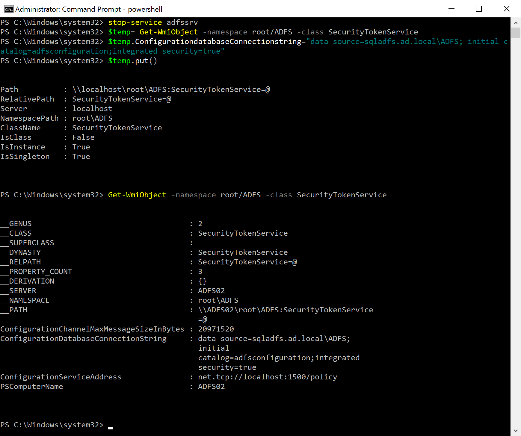 Migrate Adfs Configuration Database From Wid To Ms Sql