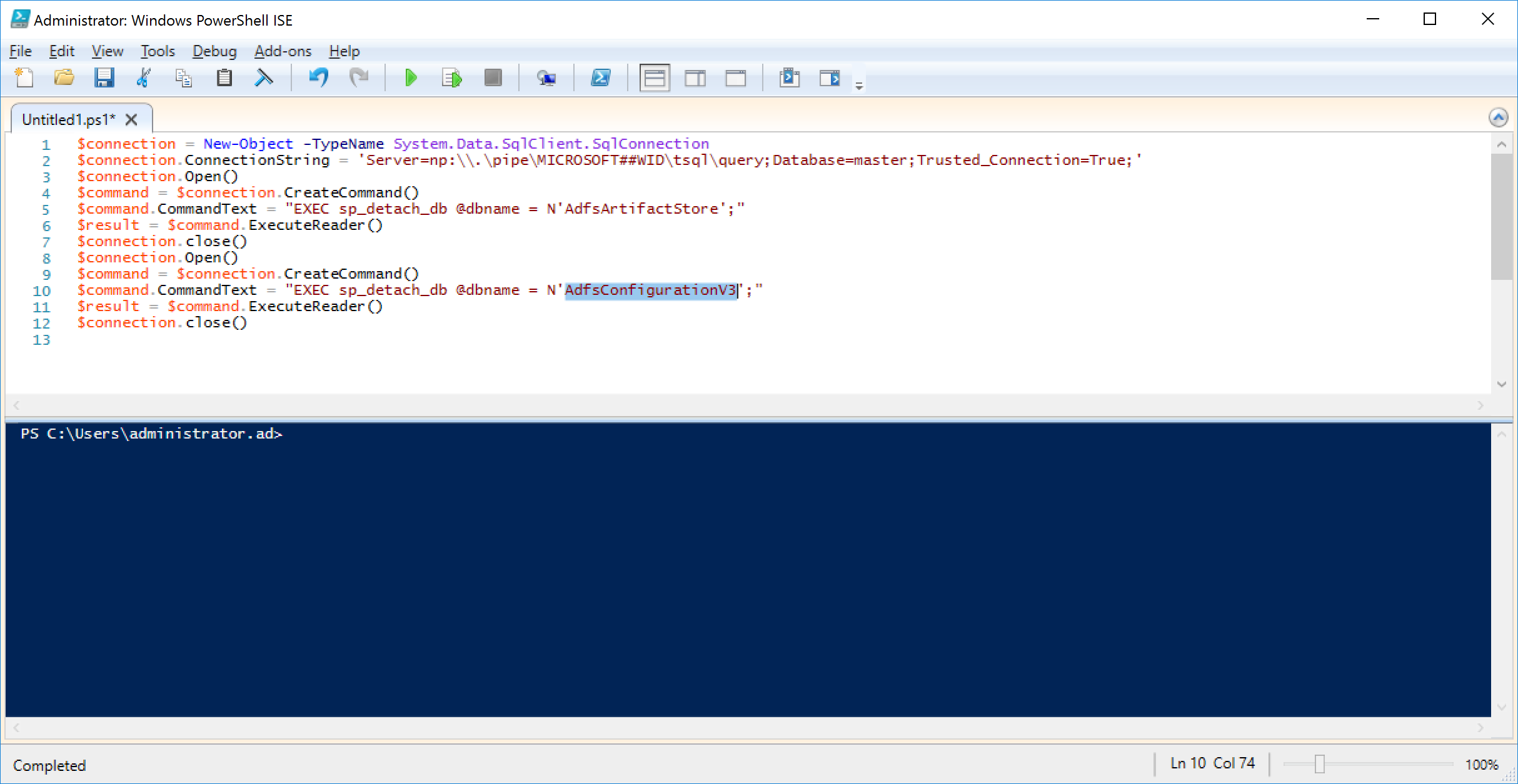 Migrate ADFS configuration Database from WID to MS-SQL