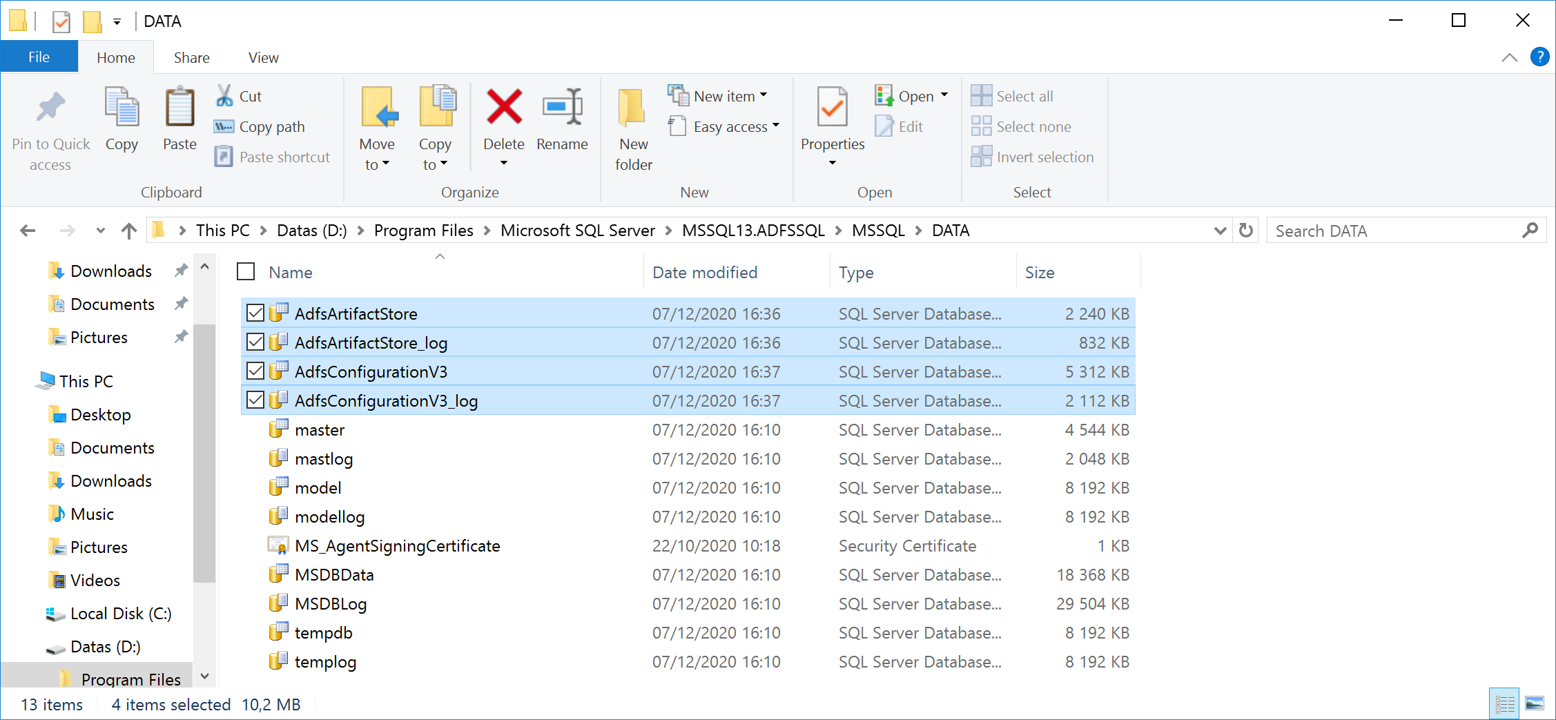 Migrate ADFS configuration Database from WID to MS-SQL
